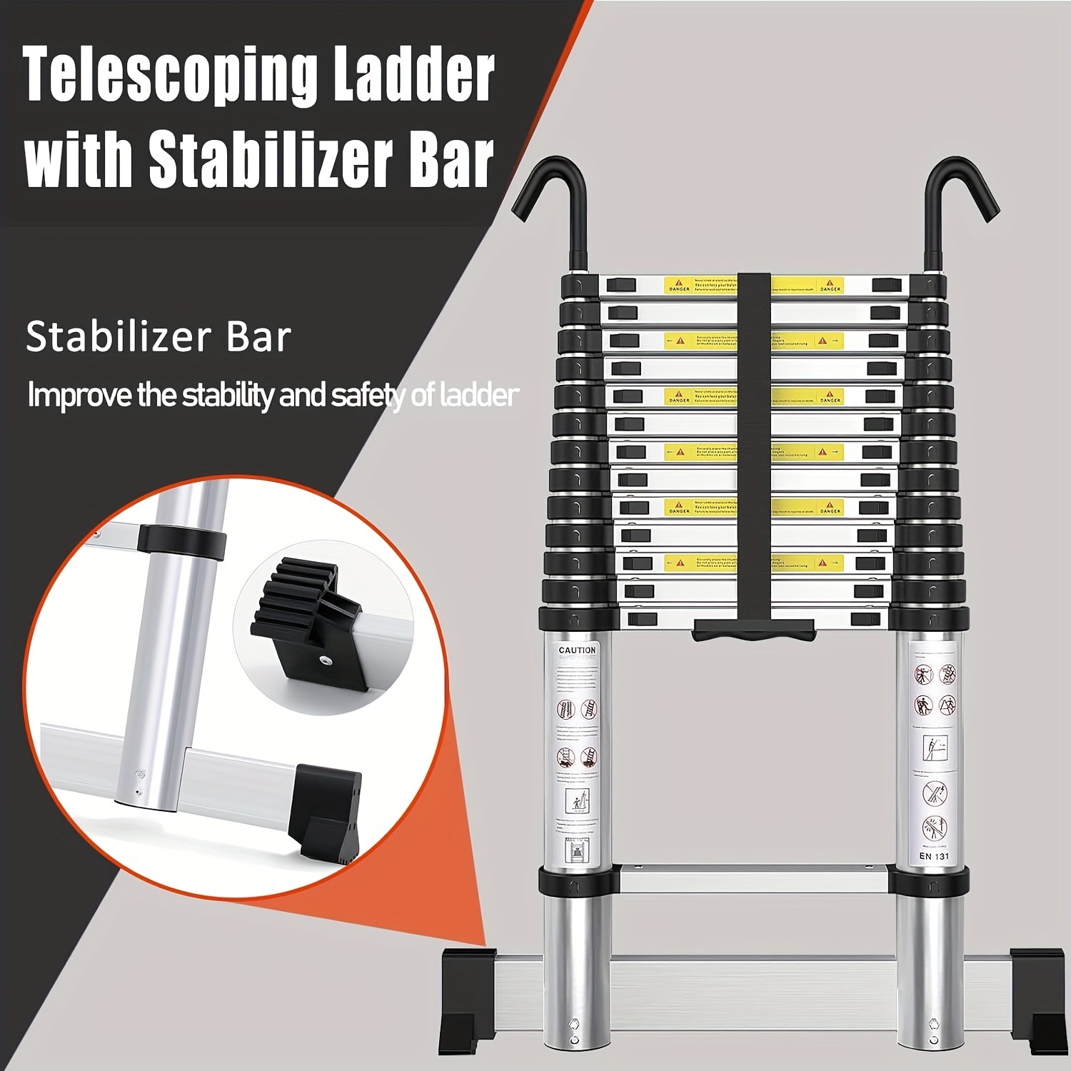 Telescoping Ladder Hooks 10.5 Ft Aluminum Telescopic Ladder - Temu