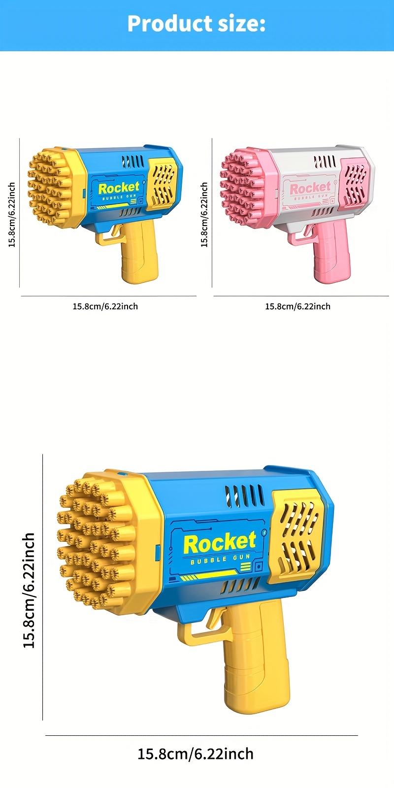40 Hole Bubble Machine: Handheld Gatling Automatic Bubble Blower ...