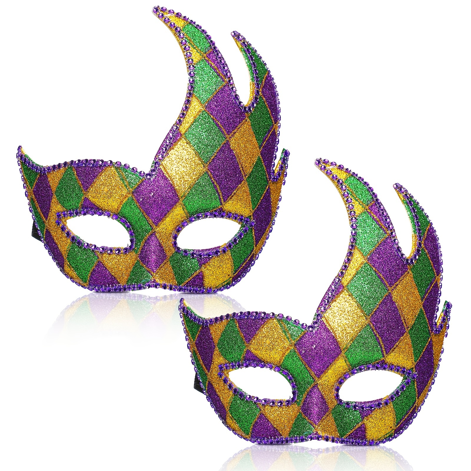 2pcs glitter mardi gras masquerade masks party prom accessories for men ...