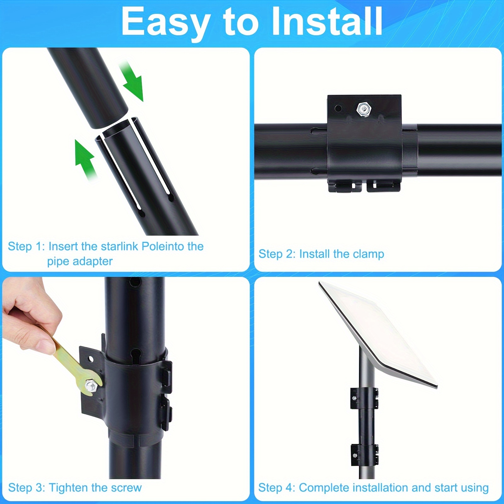 Adjustable Adapter Antenna Pole Mounting Kit Clamp Includes Rooftop And ...