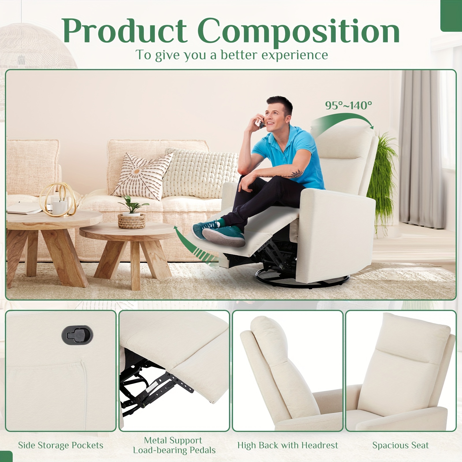 Rocking recliner chair for nursery store