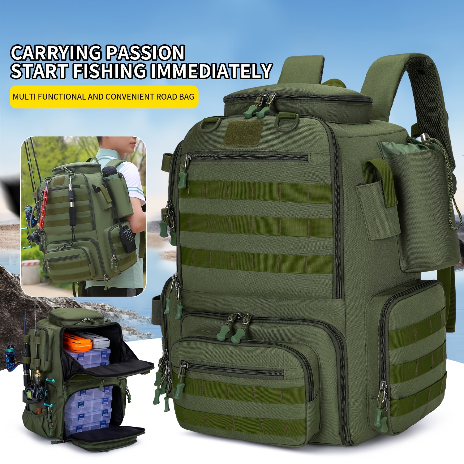 fishing backpacks sold on Temu United States