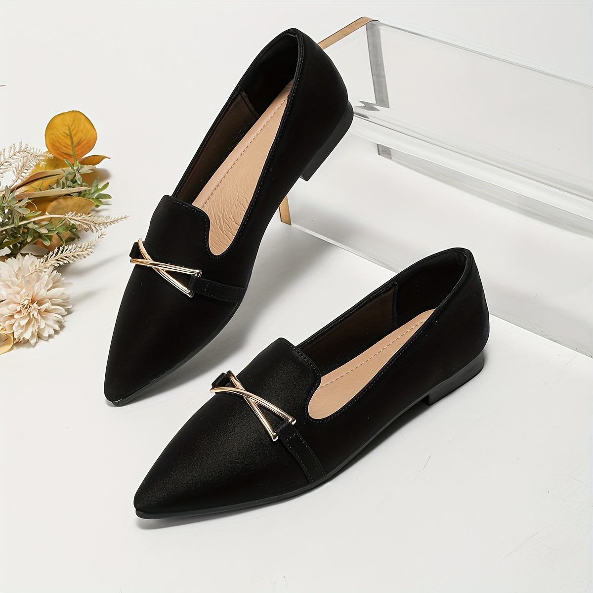 womens stylish metallic flats 軽量で柔らかいソールのカジュアルなスリップオン - Temu Japan