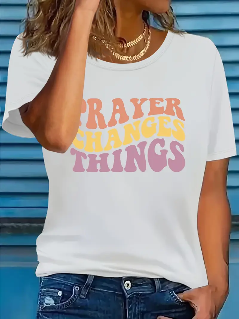 T Shirt Imprimé Lettre Haut Décontracté À Manches Courtes Temu France