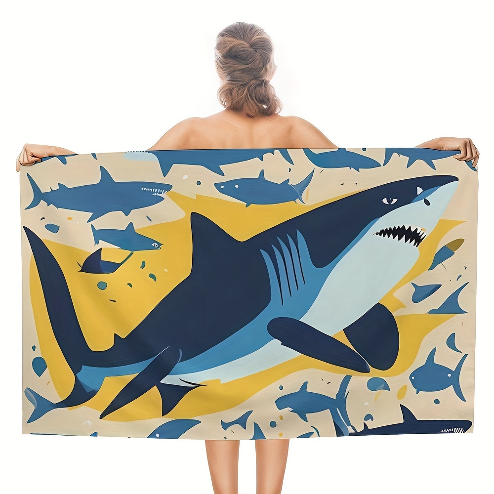 Shark Pattern Beach Towel Absorbent Summer Beach Towel - Temu United ...