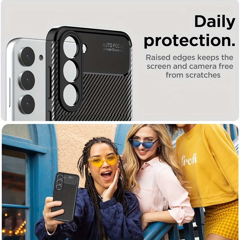 Classic Durable Carbon Fiber Silicone Phone Case Samsung - Temu