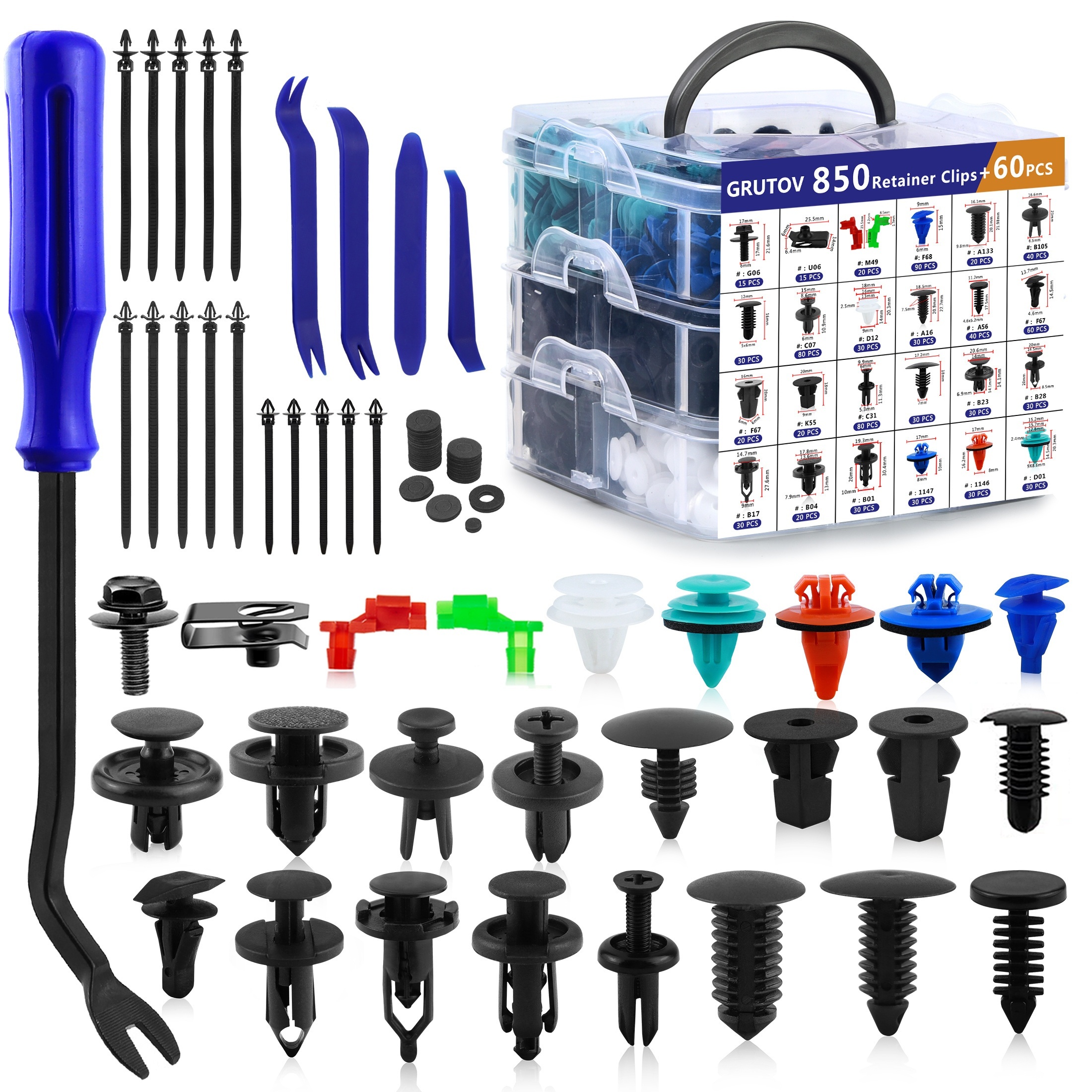 Auto Fastener Clips 655Pcs Car Push Retainer Clips & Plastic Fasteners ...