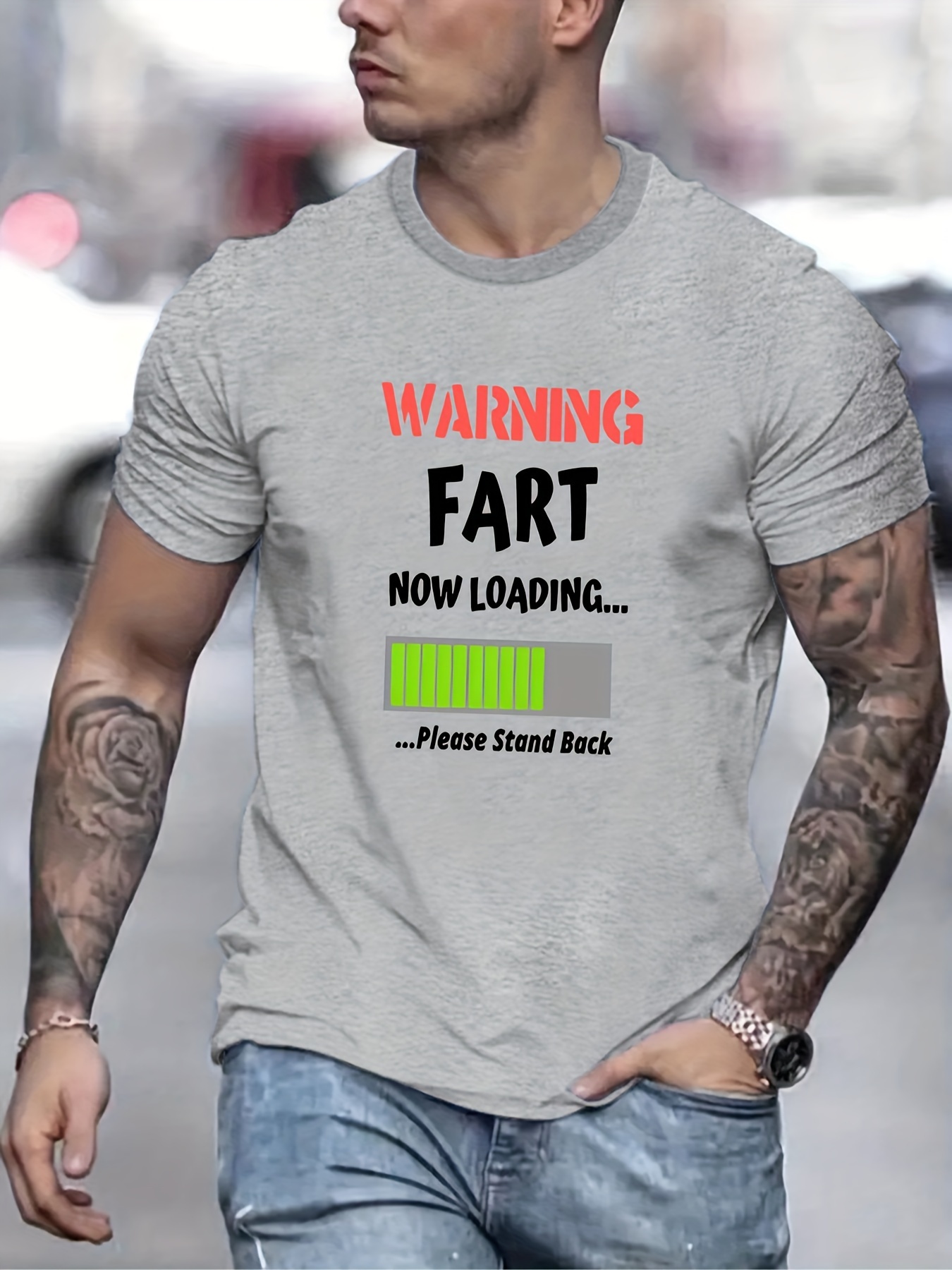 Warning Fart Letter Print Men's Short Sleeve T shirts Comfy - Temu ...