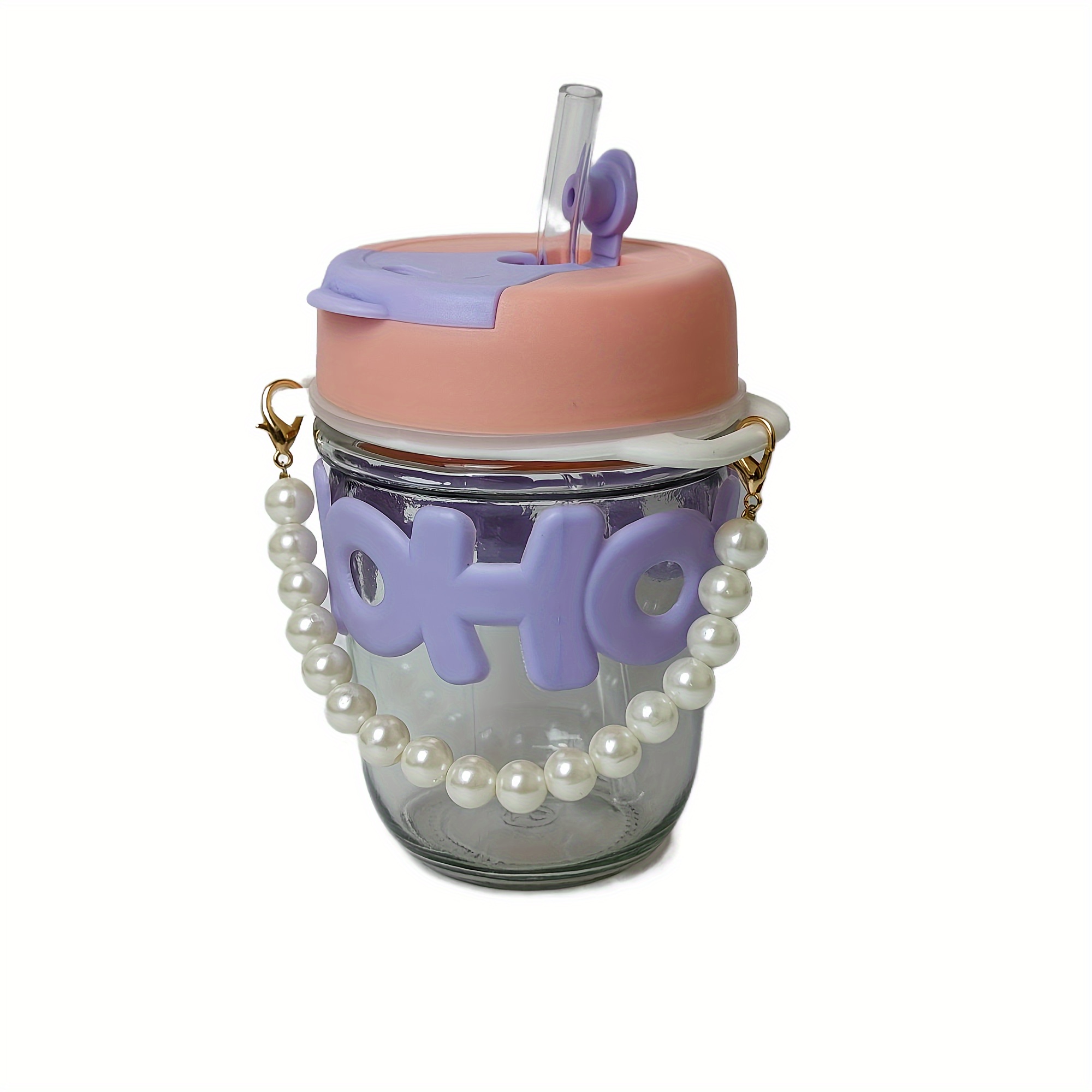 Cute Kawaii Water Bottle Optional Bead Chain Glass Water Cup - Temu ...