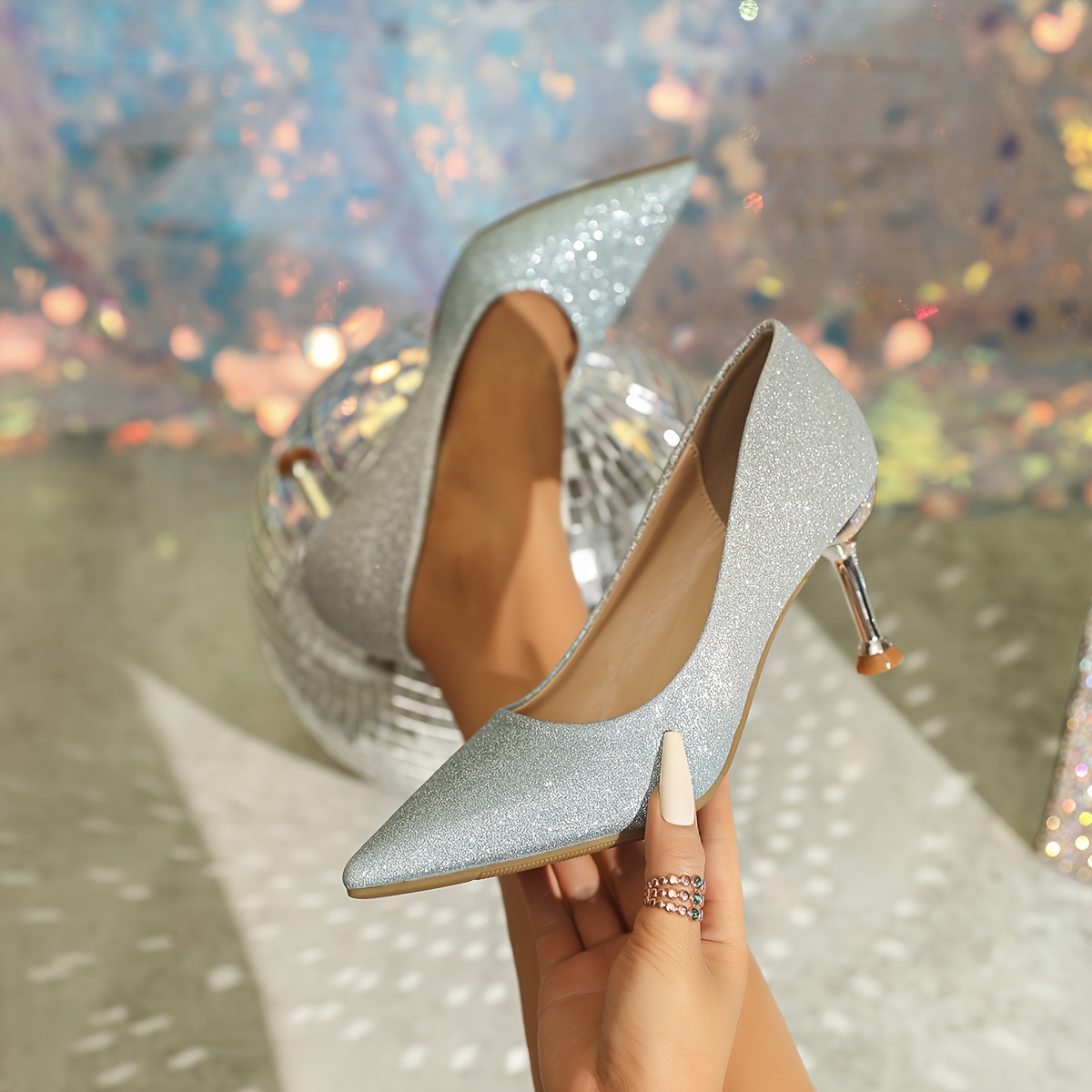 Womens Gradient Color Stiletto Heels Elegant Point Toe Dress - Temu ...