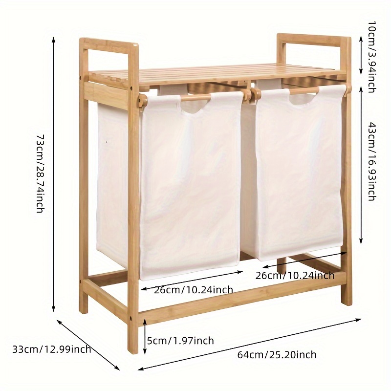 Bamboo Laundry Hamper Dual compartment Laundry Room Storage - Temu ...