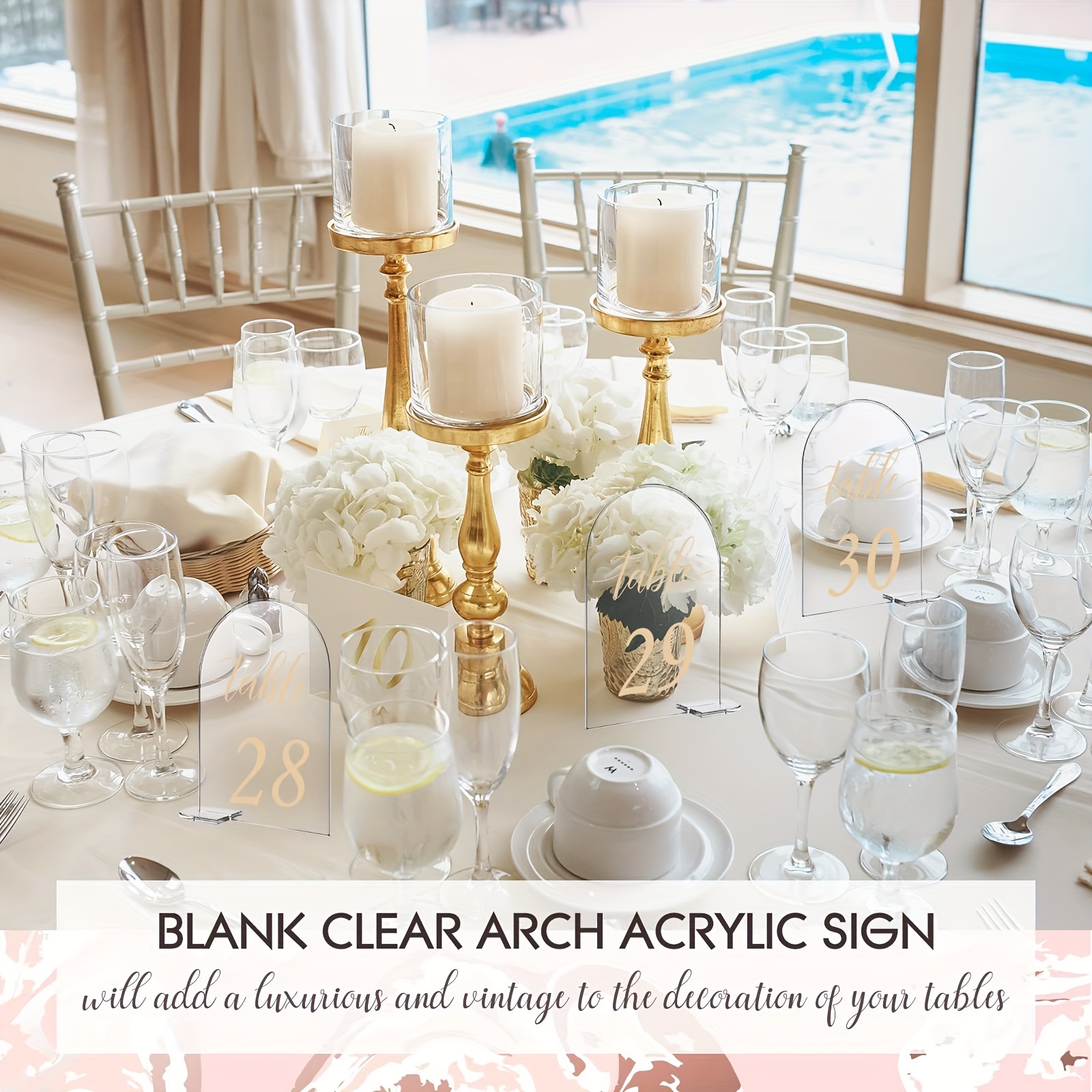 Arch Acrylic Sign Golden Printed 1 30 Table Signs Stands - Temu Canada
