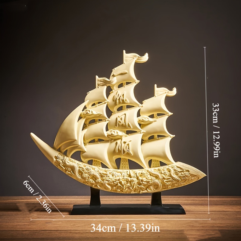 New Chinese Style Resin Statue: One Sail Boat - Temu United Kingdom