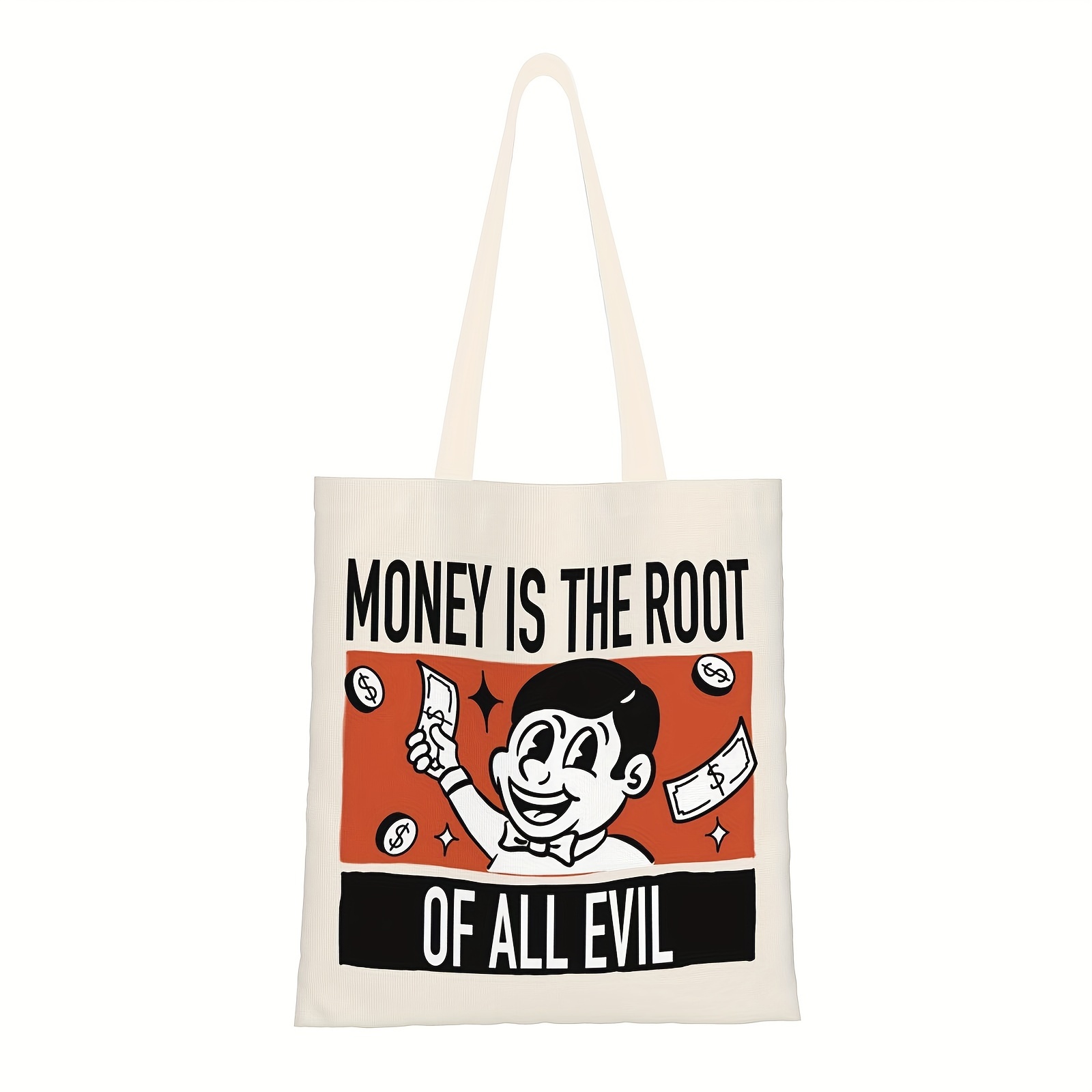 Money Root Evil Canvas Bag Cute Cartoon Student Handbag - Temu Canada