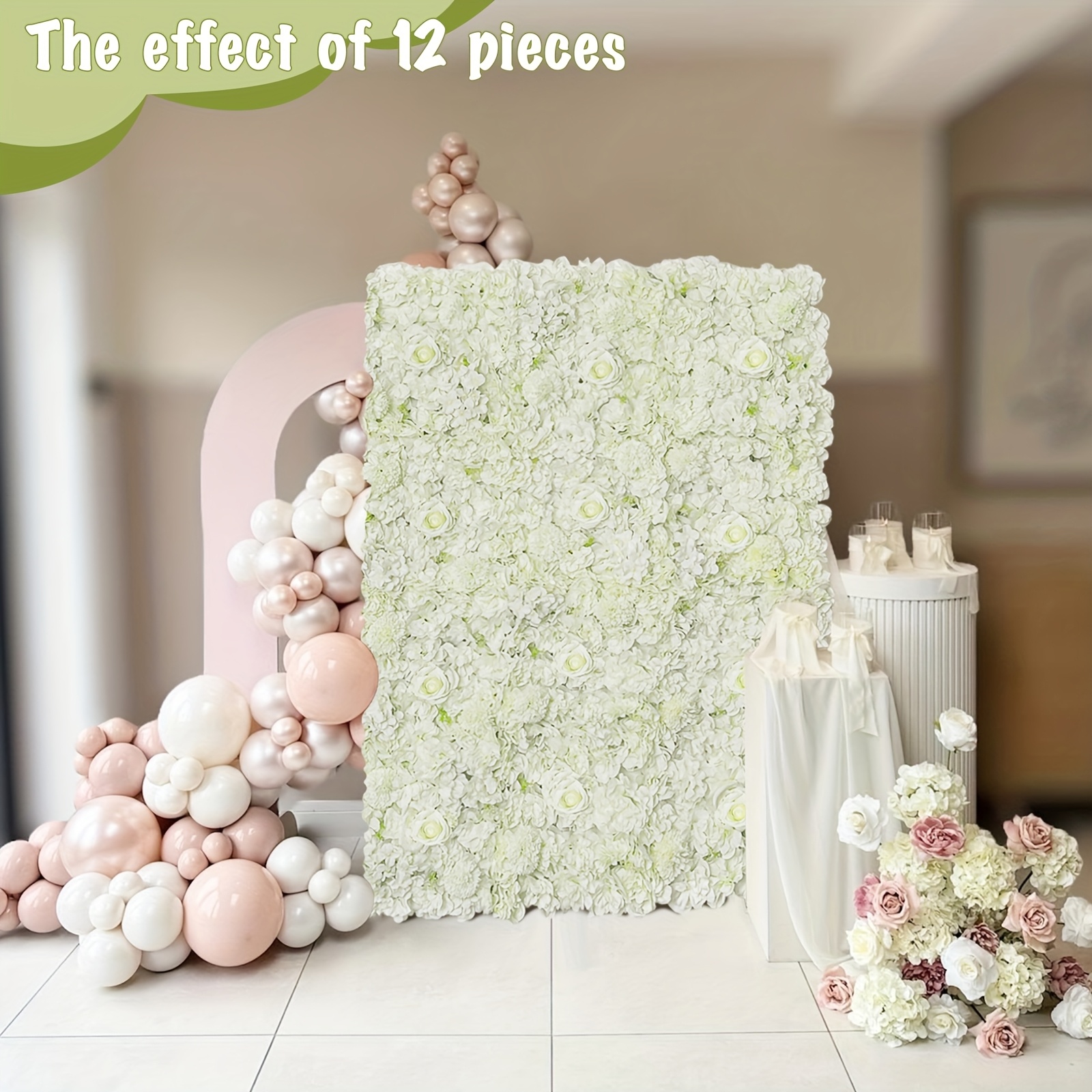 White Flower Wall Backdrop Wedding Custom Background