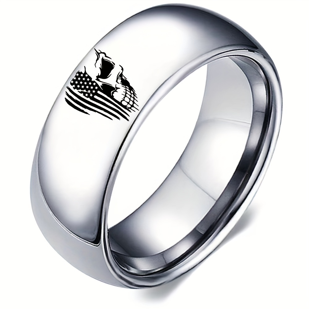 Minimalist Creative Skull American Flag Ring Stainless Steel - Temu ...