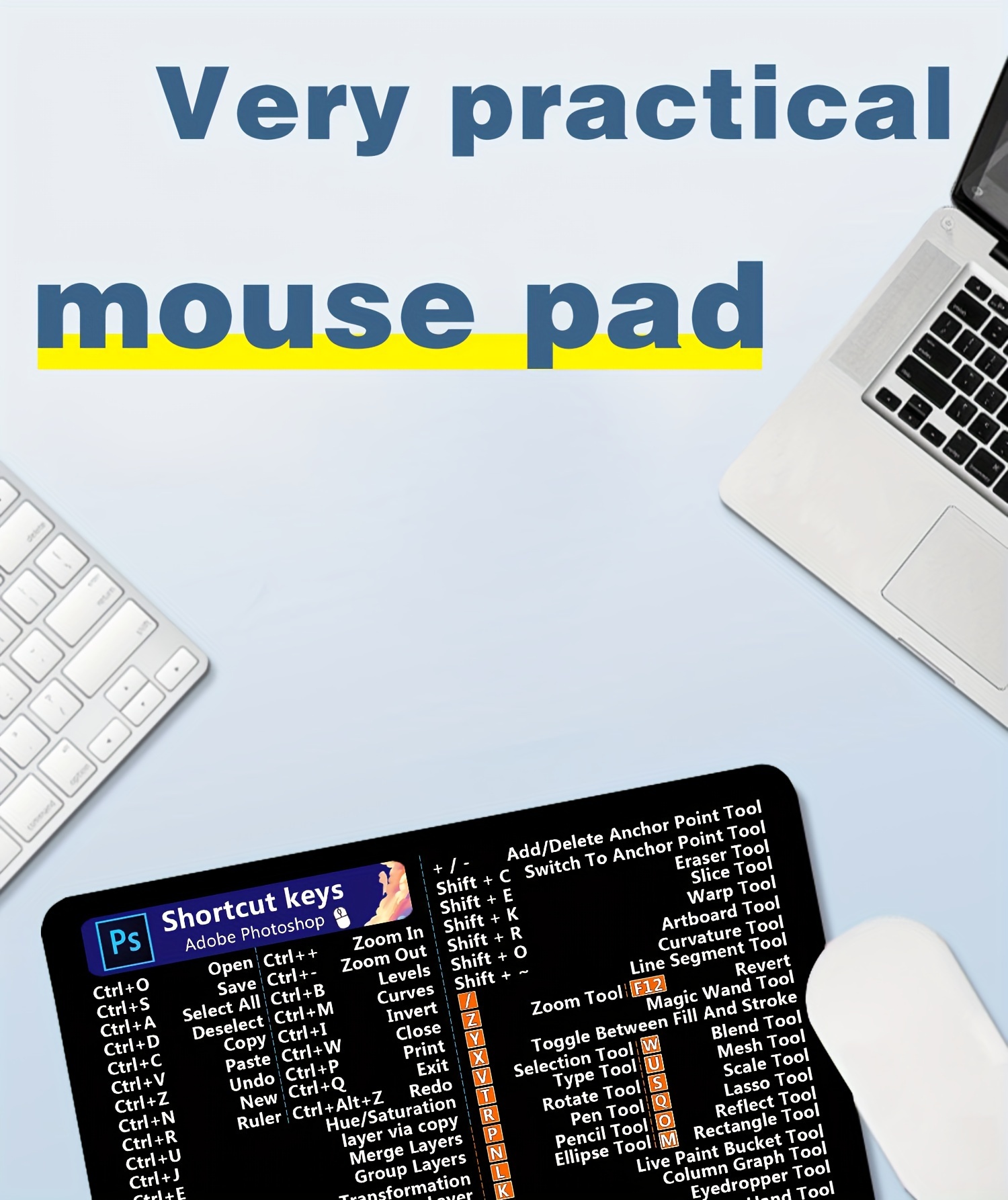 Designer Software Shortcut Keyboard Mouse Pad For Ps/ai, Water ...