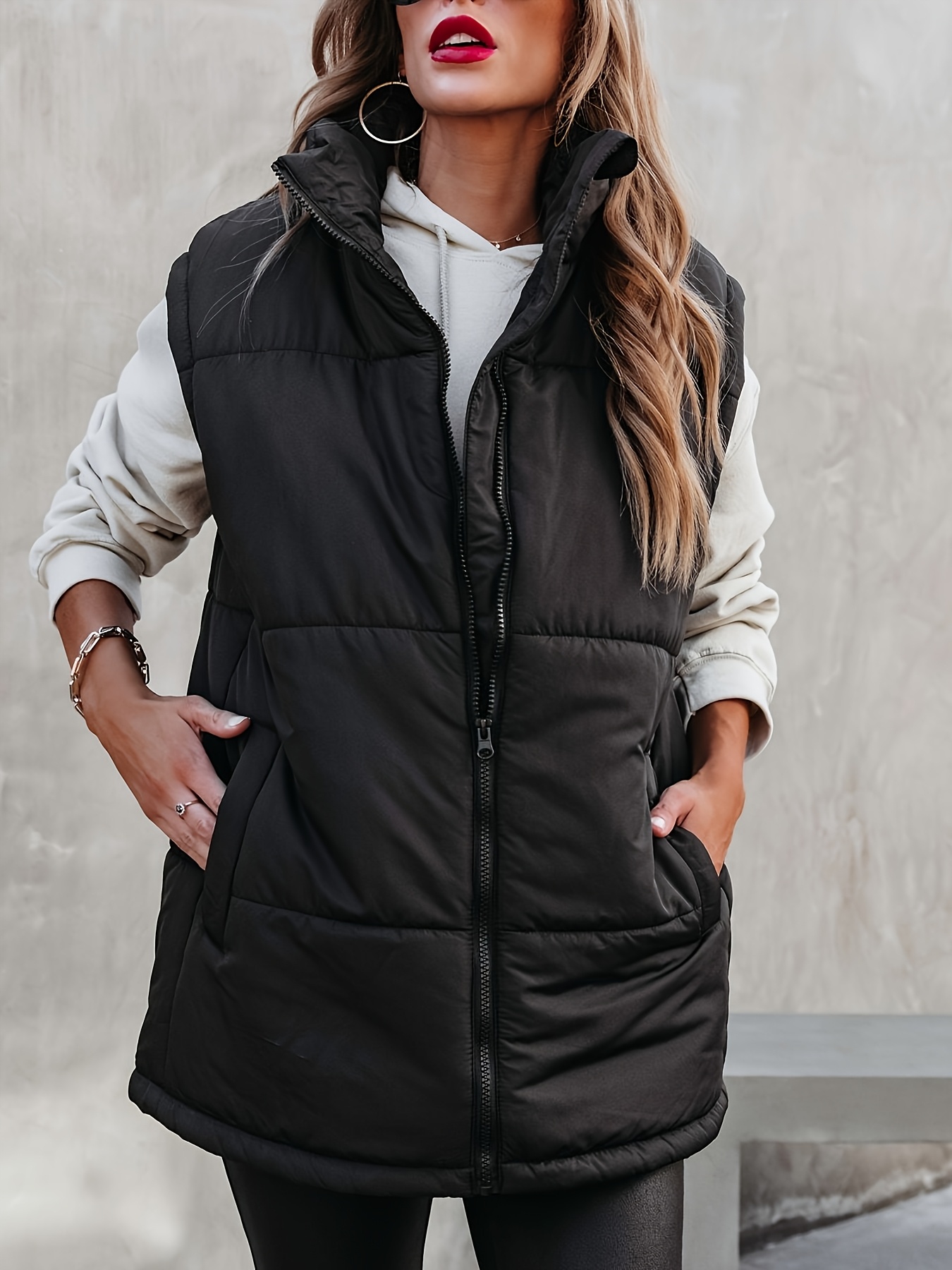 cream puffer vest womens sold on Temu United States