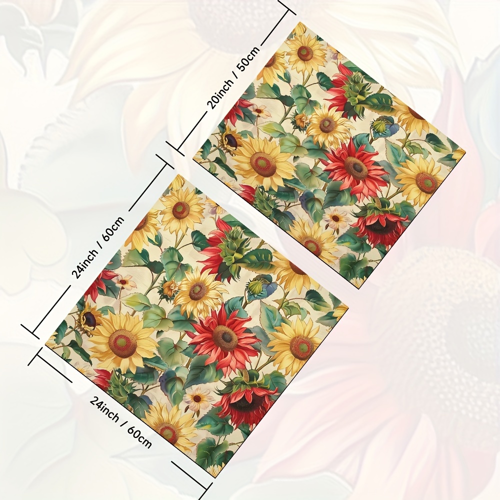 Versatile Floral Dish Drying Mat Sunflower Poppy Design - Temu Denmark