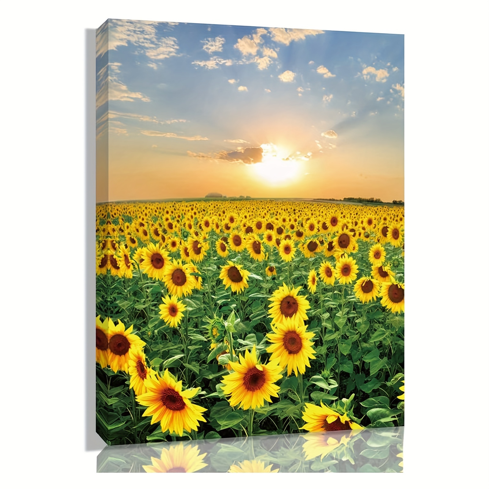 Canvas Wall Print Lavender Garden Sunflower Sunset Design - Temu Canada