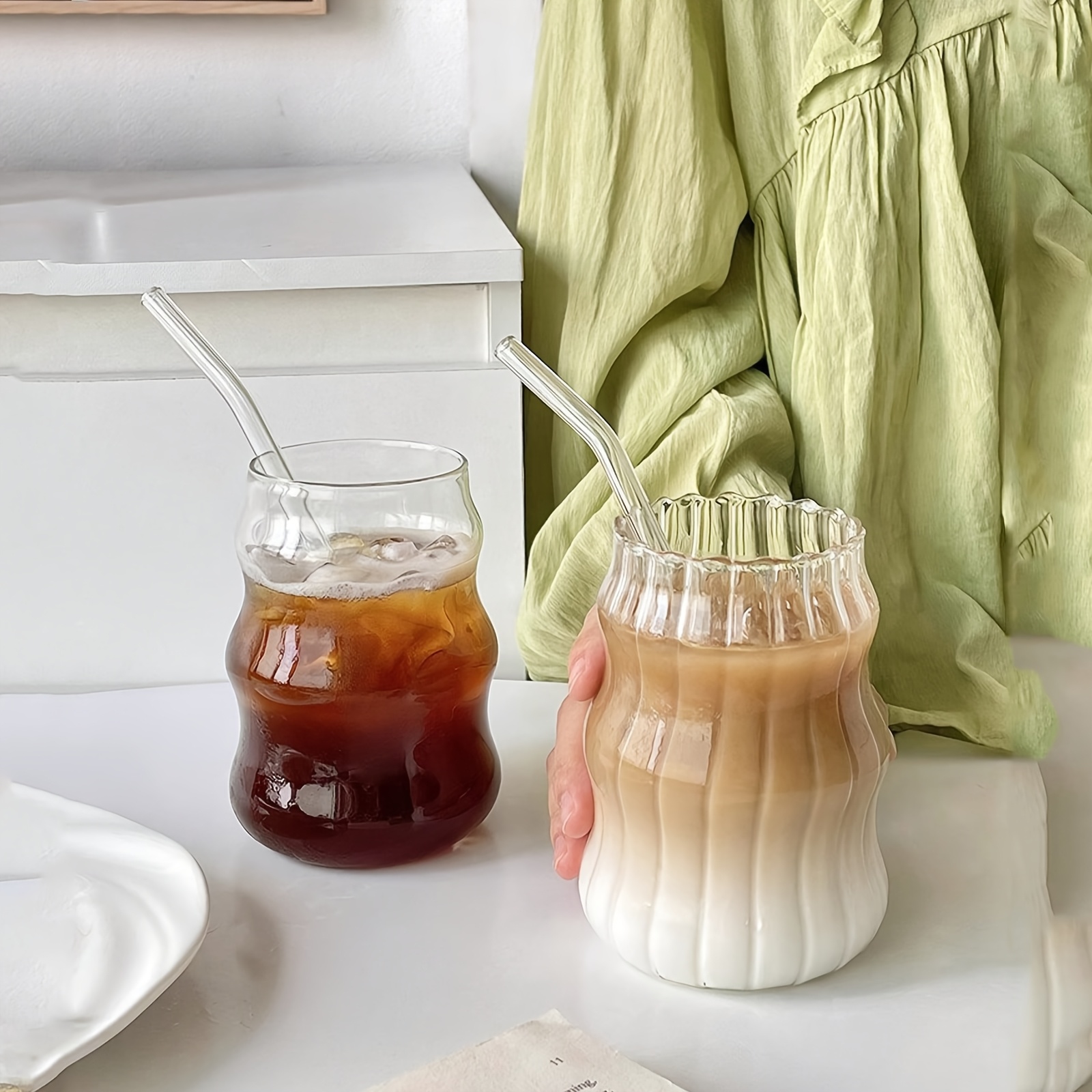 ribbed glass cup sold on Temu United States