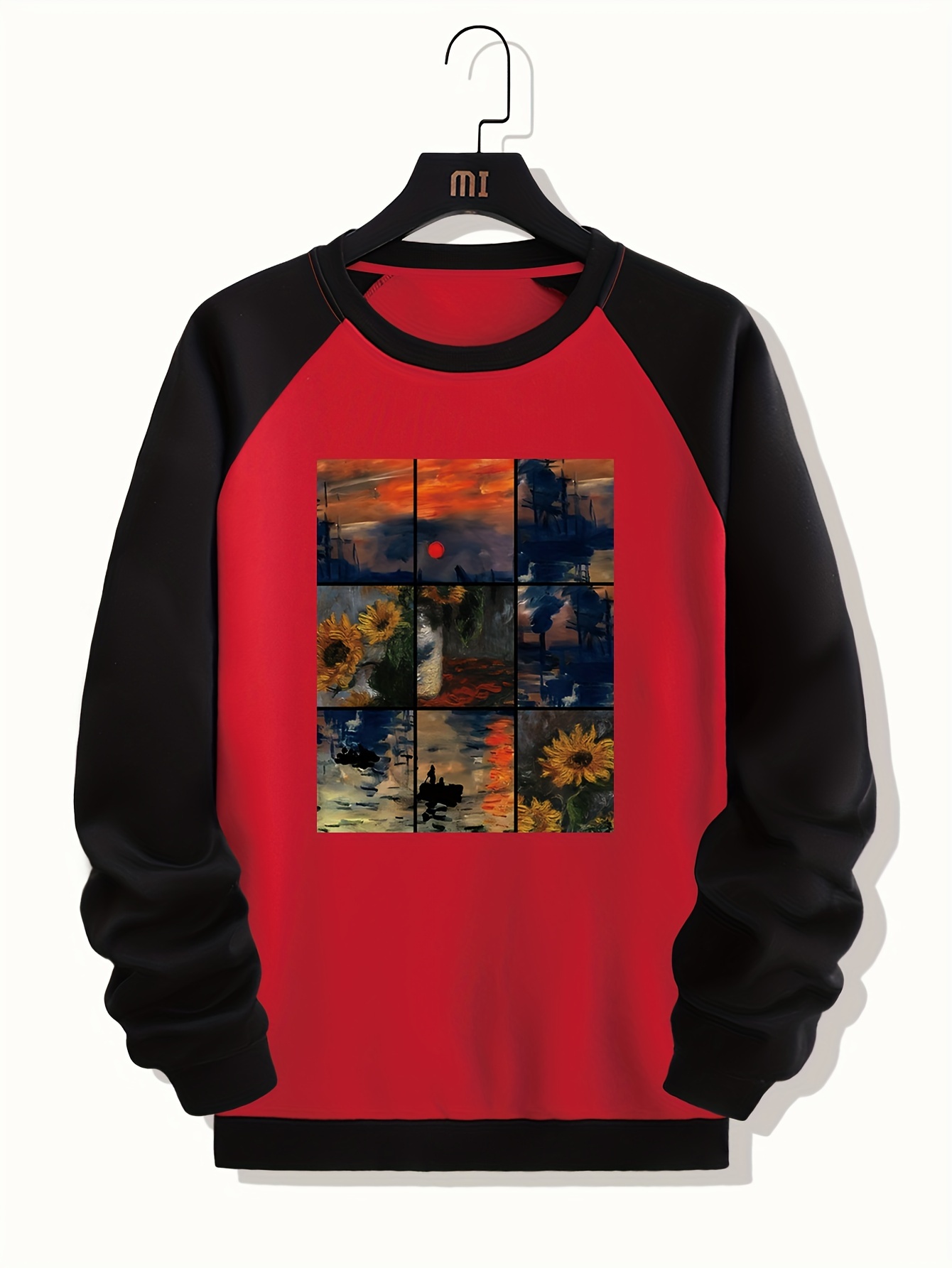 Plus Size Men's Raglan Sweatshirt Anime Sunflowers Graphic - Temu ...