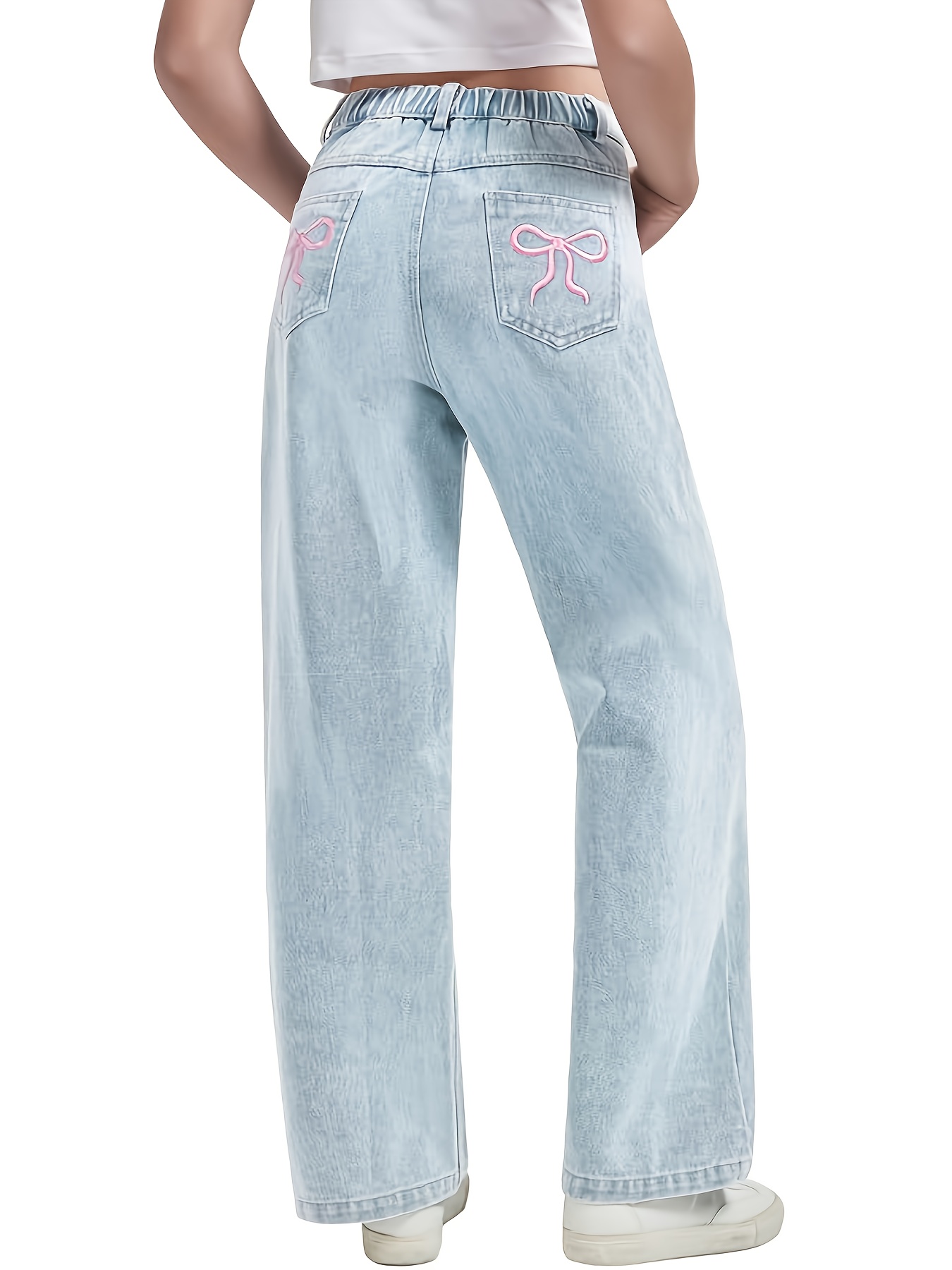 jeans with bow sold on Temu United States