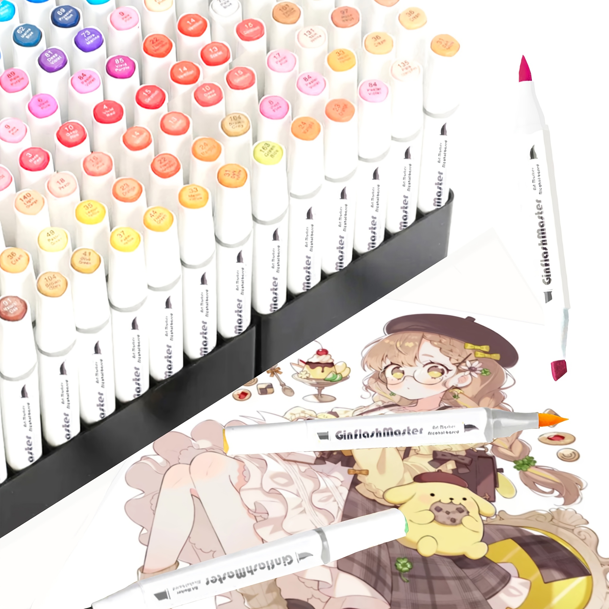 Foldable Glasses Storage HOTU Alcohol Markers 50 Colors - Dual Brush ...