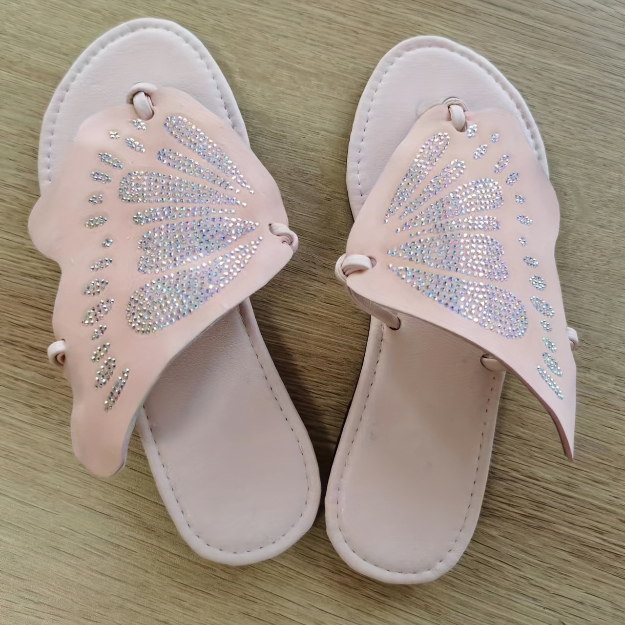Trendy Elegant Rhinestone Butterfly Slippers Girls - Temu Australia