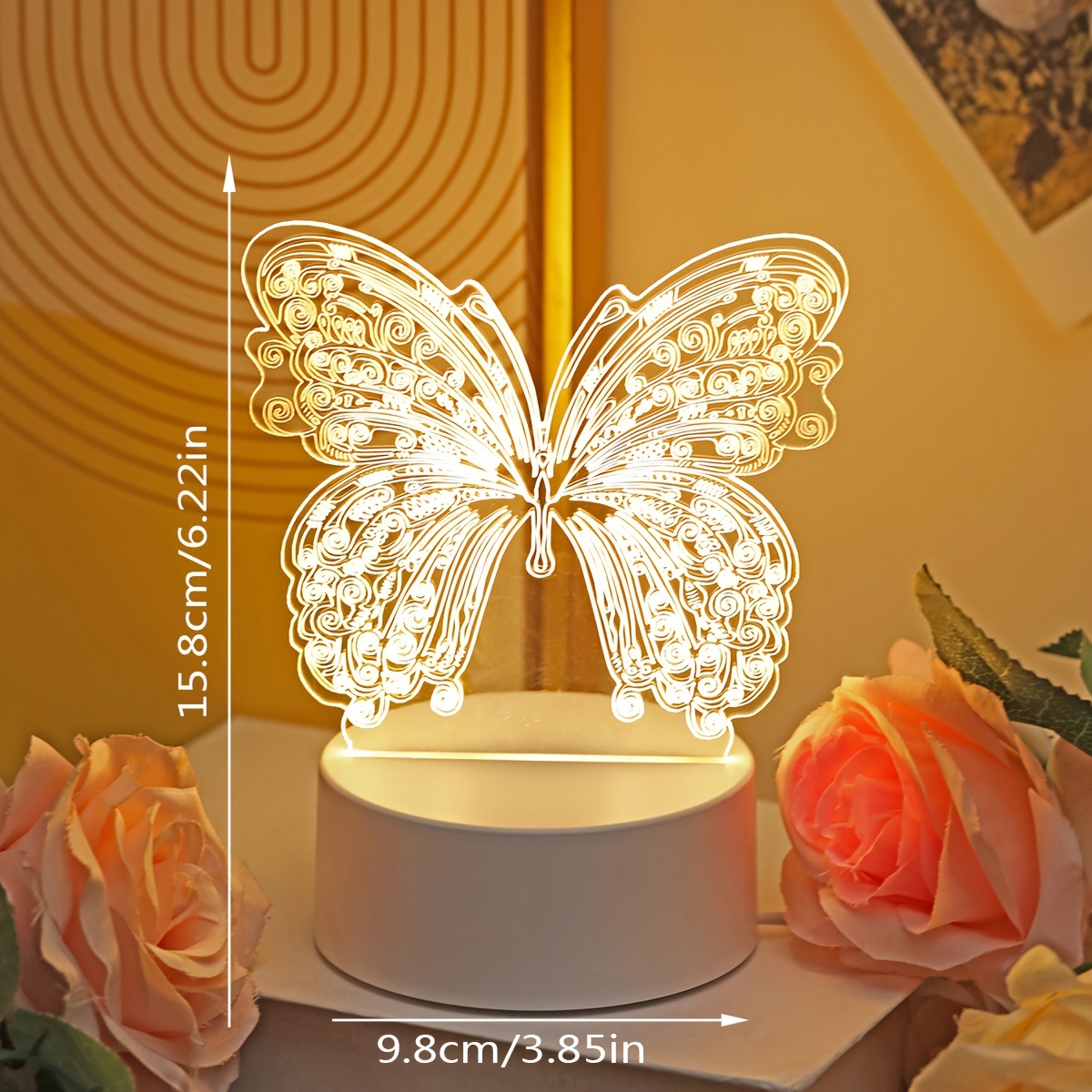 Usb Power 3d Acrylic Night Light Butterfly Heart Bear Owl - Temu United ...