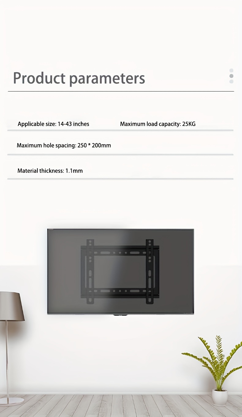 1pc Tv Wall Mount Bracket For 14 43 Inch Lcd Monitor Black Matte Spray ...
