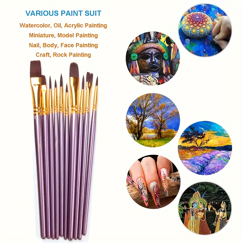 's Brush Set Gourd Handles 10 Paint - Temu