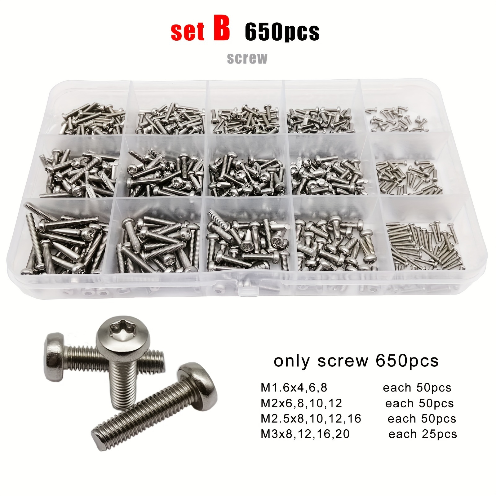 Six Lobe Torx Pan Round Head Screw Bolt Nut Mix M1.6 M2 M2.5 - Temu