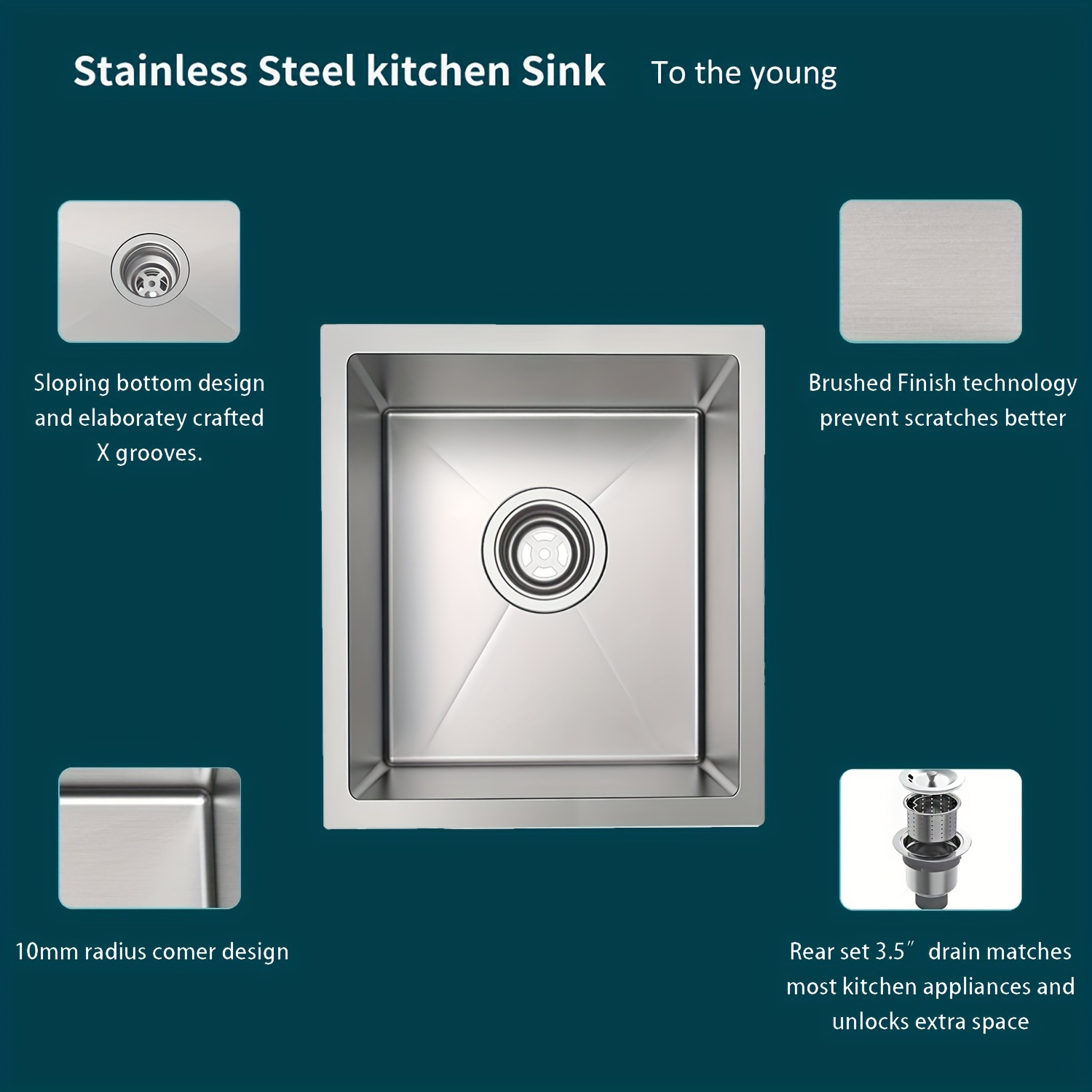 bar sink undermount kitchen sink 16 gauge stainless steel - Temu