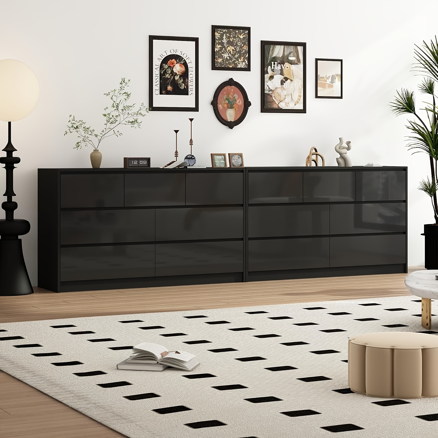 modern white 7 drawer dresser high gloss wood Temu