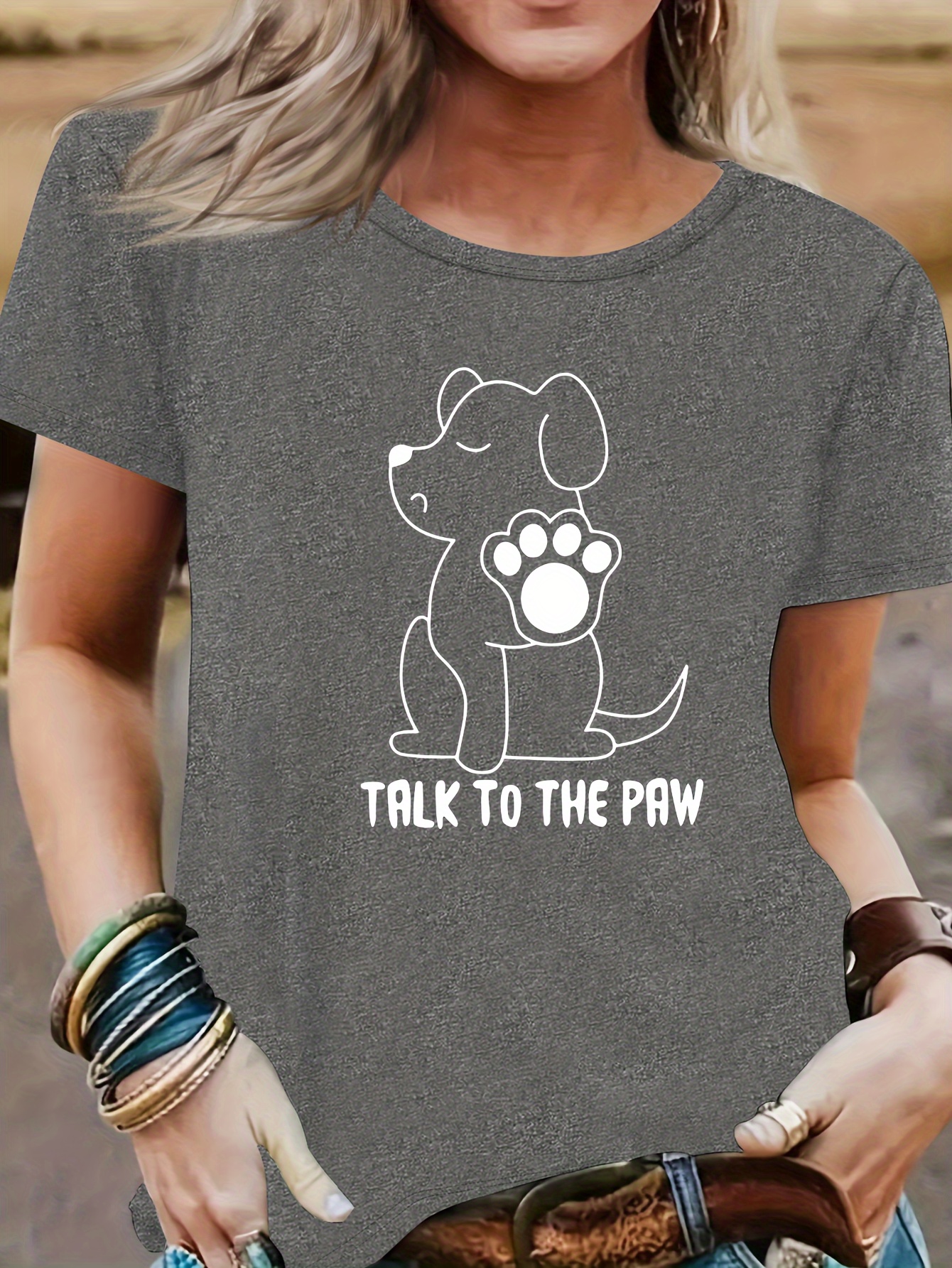 Dog Paw Print T shirt Short Sleeve Crew Neck Casual Top - Temu Portugal