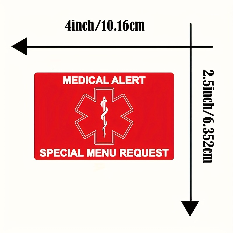 5-pack Wls Wallet Cards, Matte Finish Red Medical Alert Special Menu ...