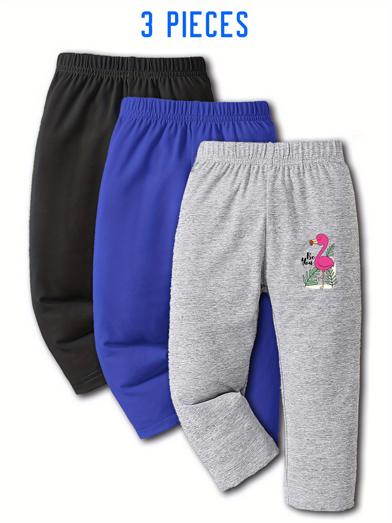 Toddler Girl's Flamingo Graphic Print Cotton Elastic Waist - Temu Australia