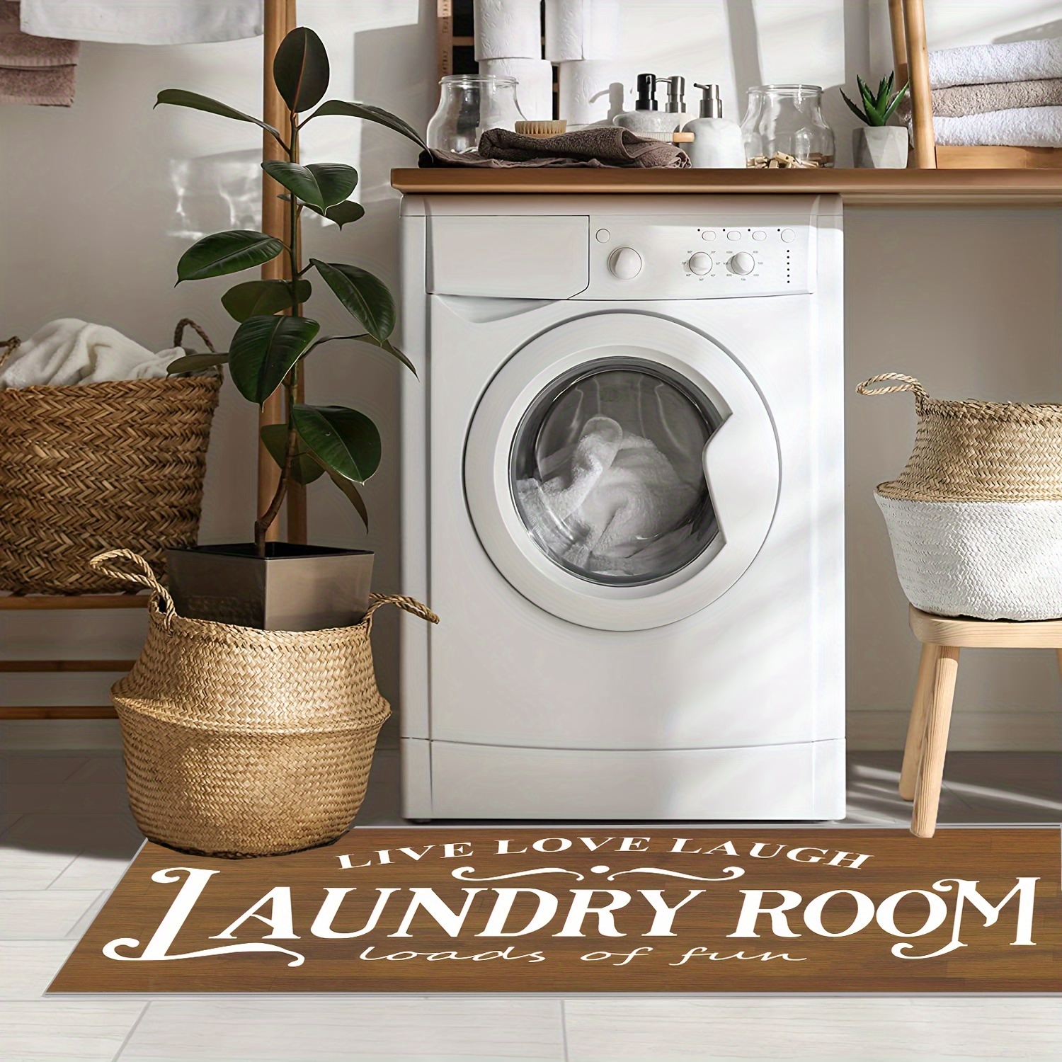 Non slip Floor Mat Machine Washable Text Design Laundry Room - Temu ...