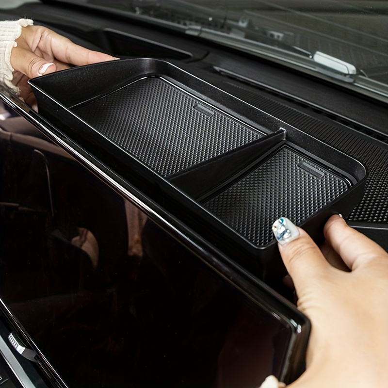 Center Console Dashborad Organizer Tray Plastic Car Console Pocket for Phone Universal Fit Non slip Rubber Pads