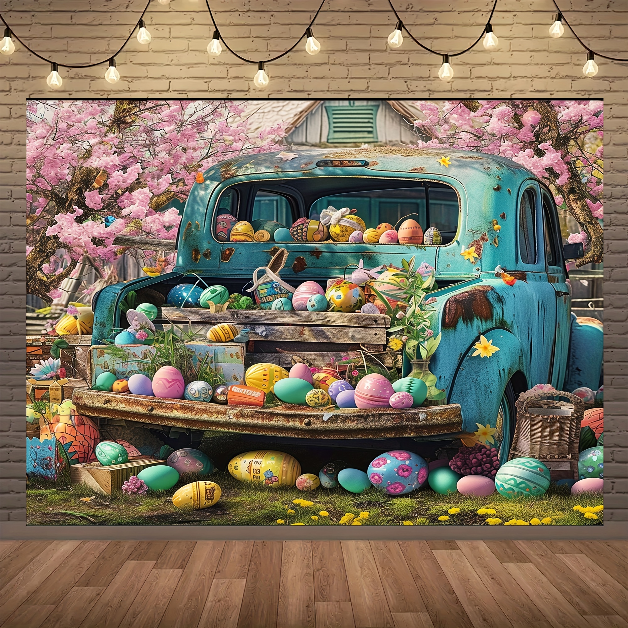 Spring Easter Backdrop Green Spring Floral Forest Truck - Temu New Zealand