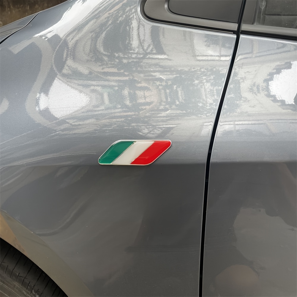 Set Of 2 Aluminum Italian Flag Emblem Decals, Parallel Stripe Design ...