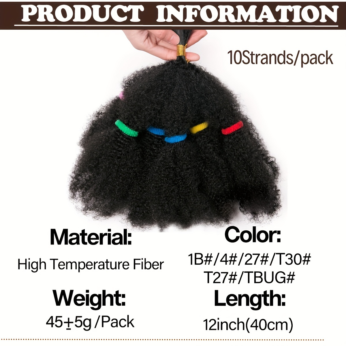 Synthetic Ombre Braiding Hair Afro Bulk Braids 6colors - Temu