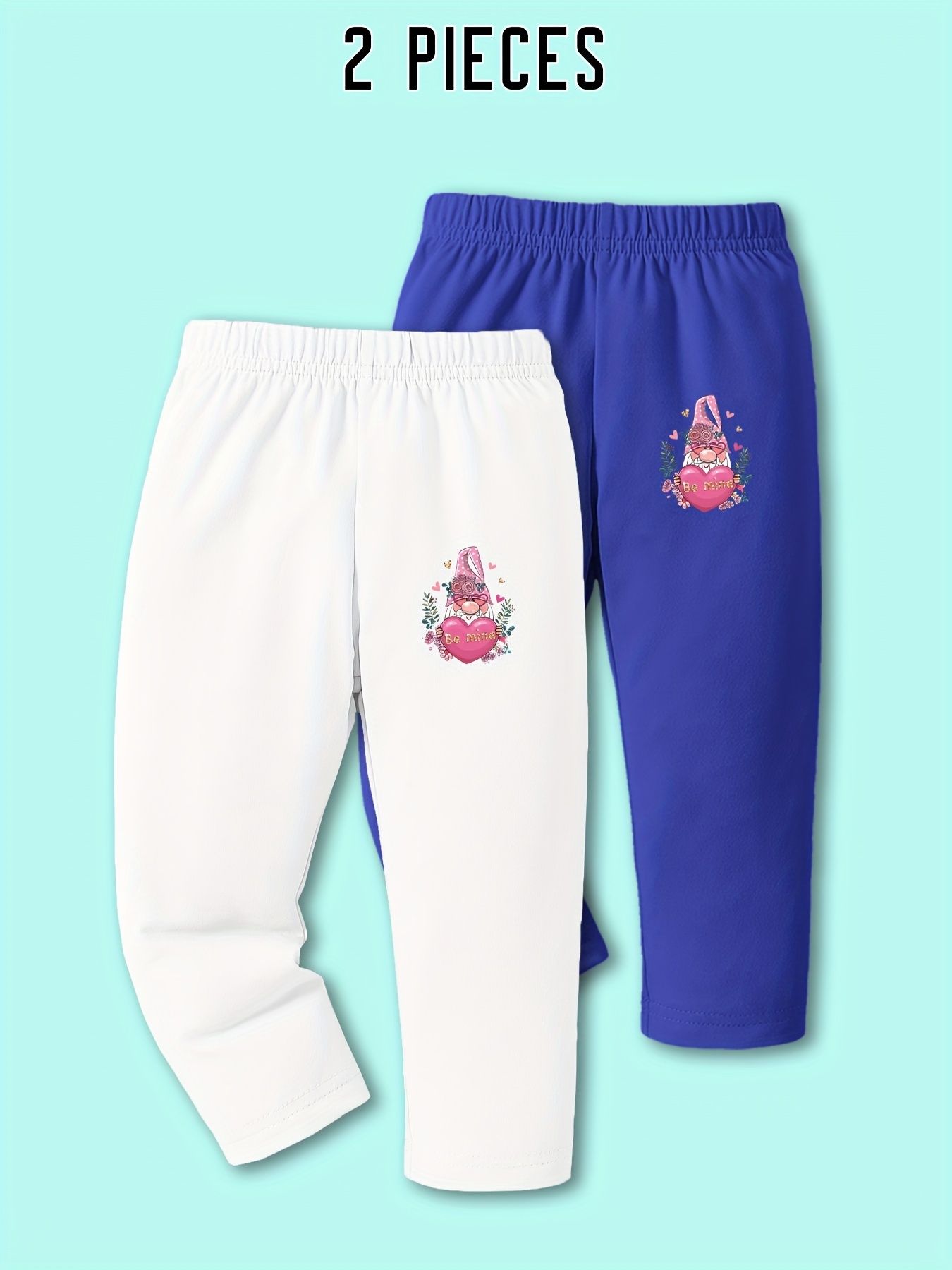 Sweet Gnome Heart Graphic Pants Set Girls Comfy Pants - Temu Australia