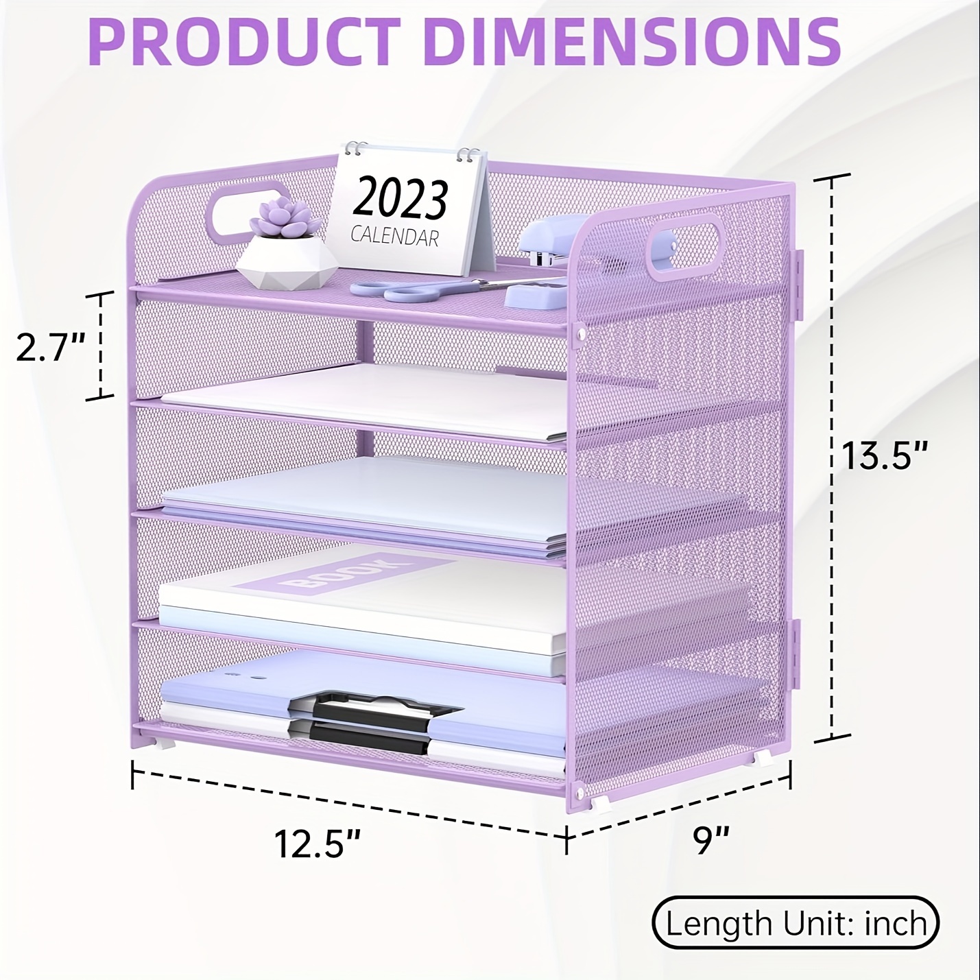 5-tier Desk Storage Box With Handle, Grid Paper/file Organizer, Office ...