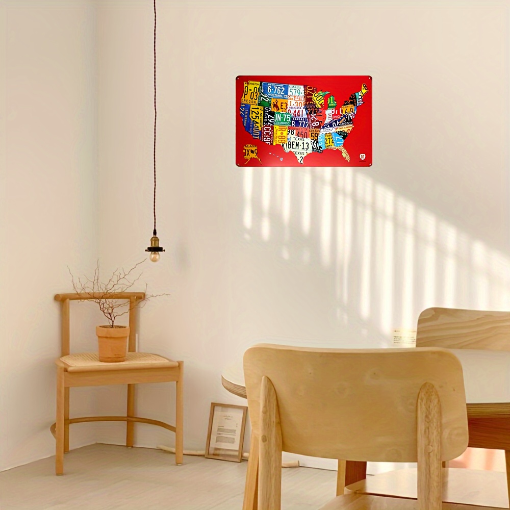 vintage metal aluminum sign "red us map retro" - Temu Australia