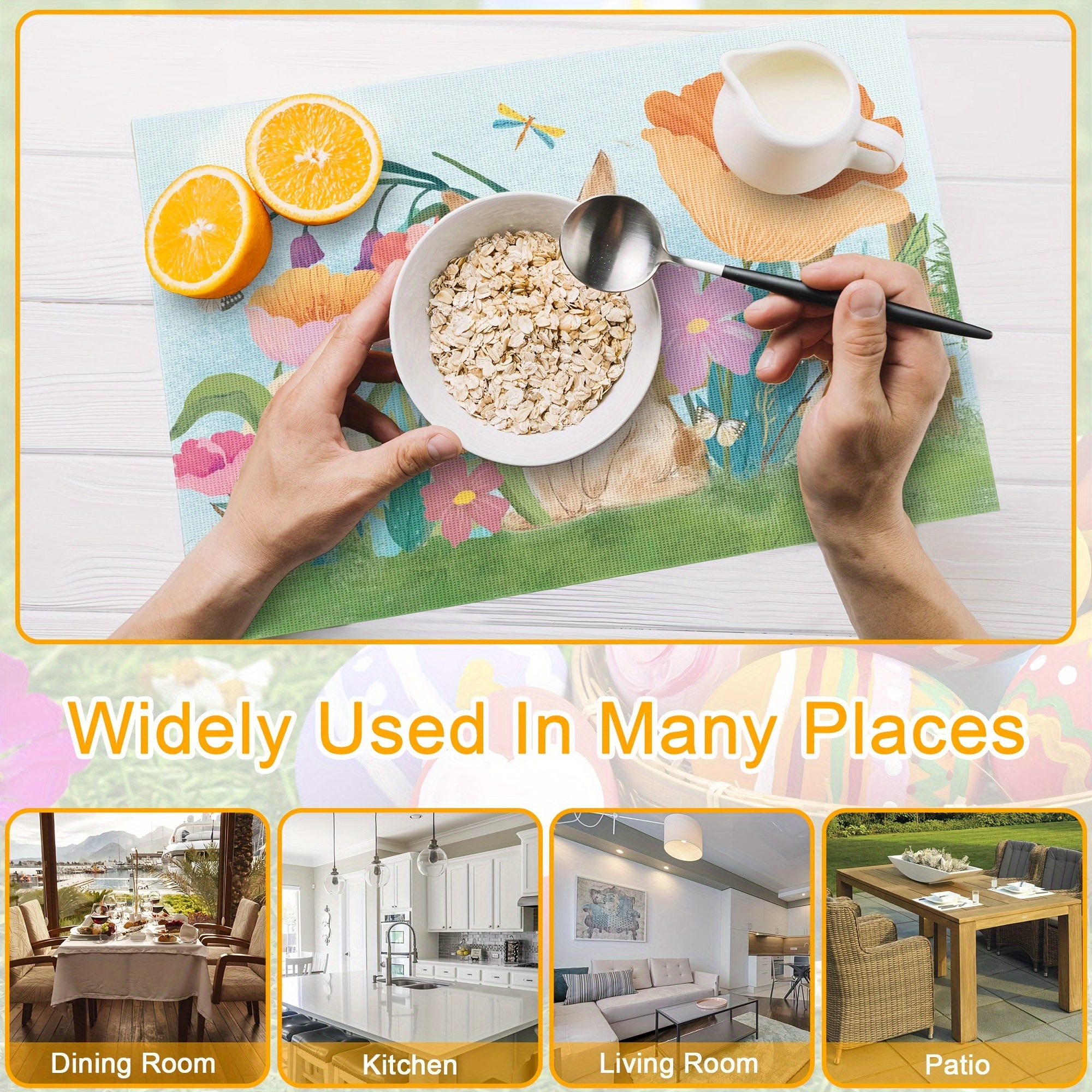 Placemats Happy Easter Theme Table Mats Cartoon Style Cute - Temu ...