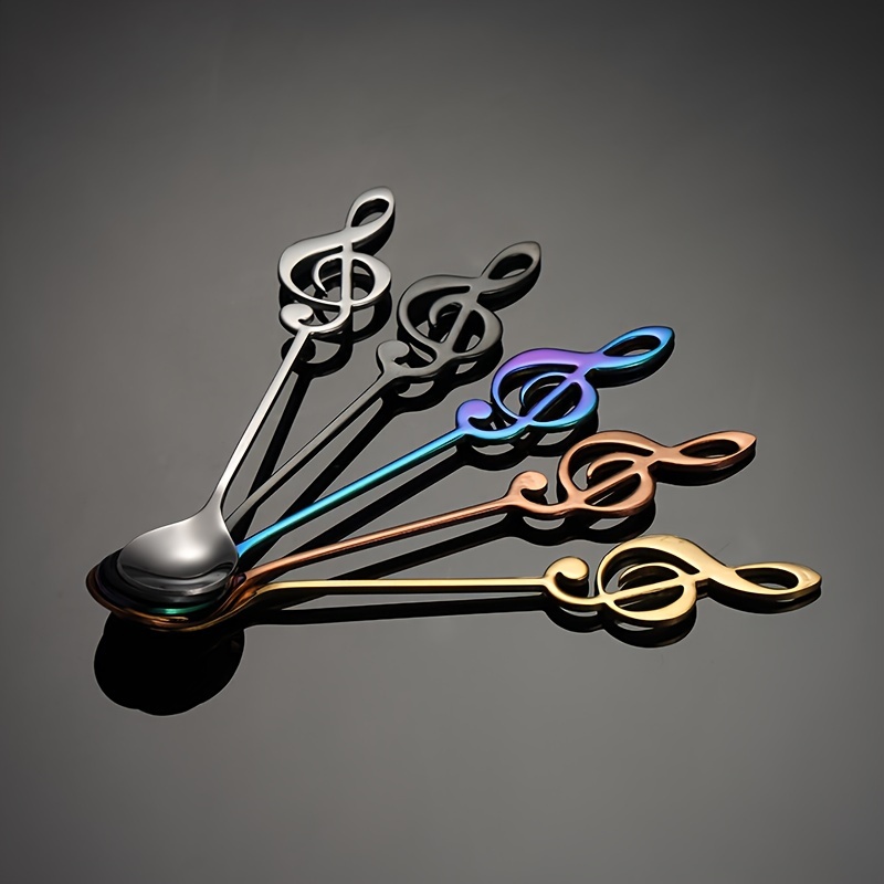 Stainless Steel Coffee Spoons Music Note Design Creative - Temu