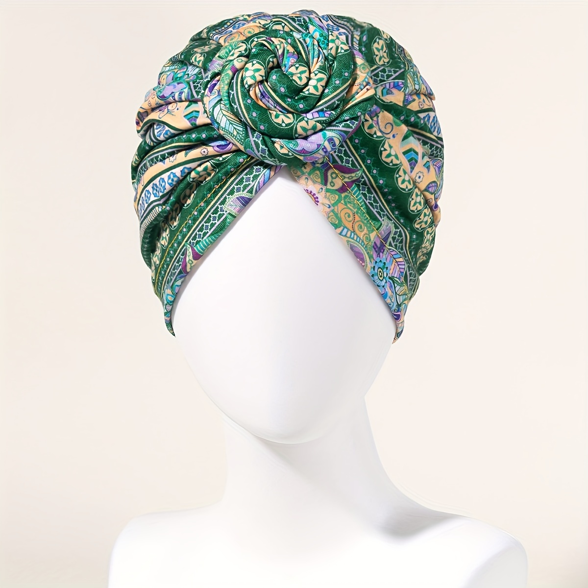 Bohemian Style Elegant Twisted Turban Hat Colorful Print - Temu