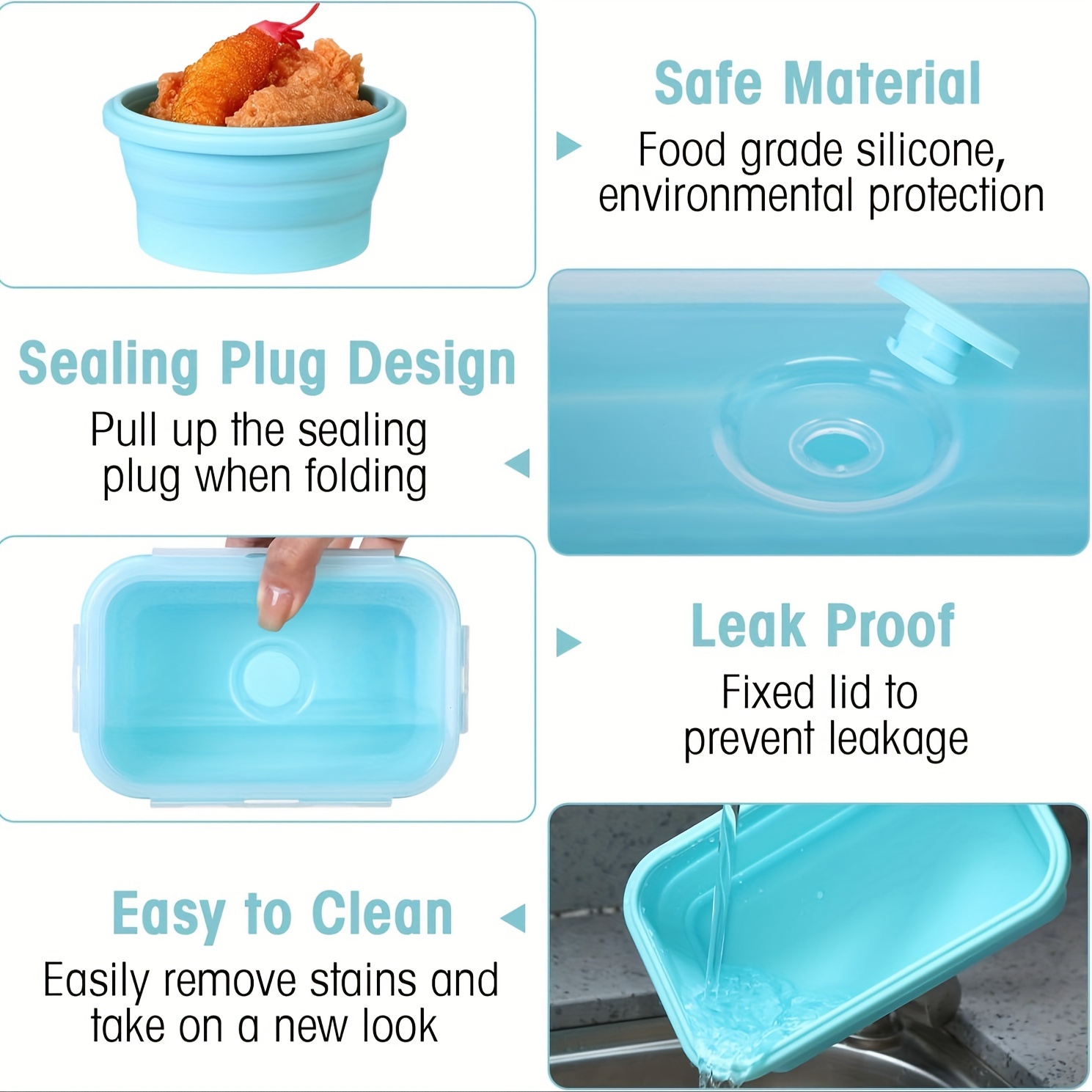 Collapsible Food Storage Containers Set: Rectangle Foldable - Temu